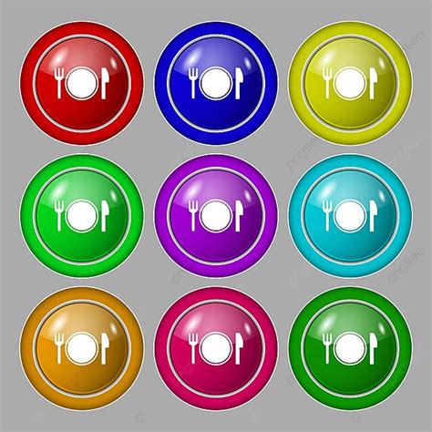 Plate Icon Sign Symbol On Nine Round Colourful Buttons Vector Vector Porcelain Abstract Plate