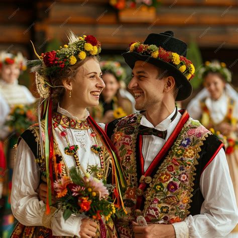 Traditional Lithuanian Wedding Celebration Cultural Attire Image