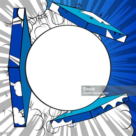 Blank Circle Shape On Blue Cartoon Vector Comic Book Background Pop Art