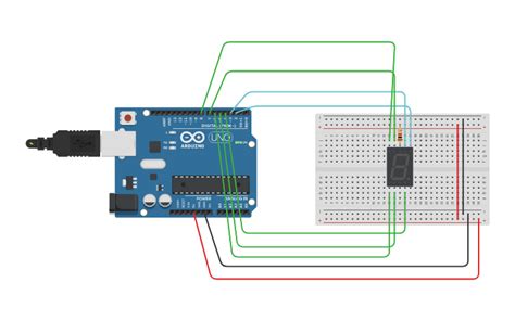 circuit design copy of 7 segment display with arduino tinkercad