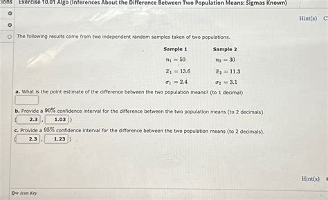 Solved Exercise 10 01 ﻿algo Inferences About The Difference