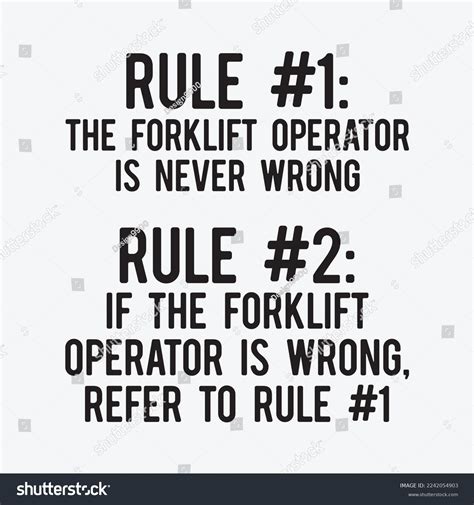 Forklift Operator Rule Funny Driver Funny Stock Vector Royalty Free 2242054903 Shutterstock