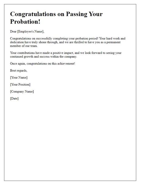Letter Template For Probation Period Successful Completion Free
