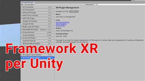 I Framework XR Per Unity Fluido Tv