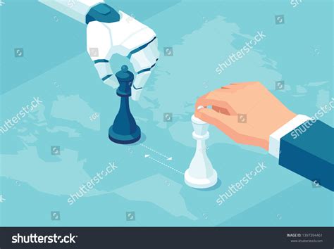 Vector Robot Human Hand Playing Chess Stock Vector Royalty Free Shutterstock