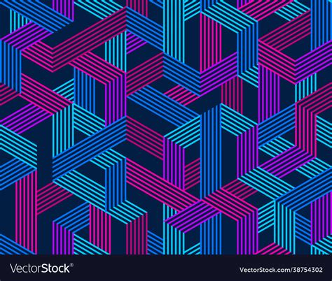 Seamless Isometric Lines Geometric Pattern 3d Vector Image