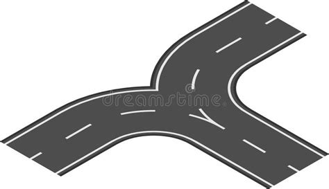 Y Shaped Highway Intersection Joining Two Curved Roads With White