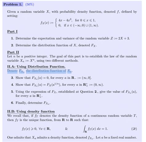 Problem Given A Random Variable X With Chegg