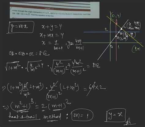 Level I A Line Through The Origin Intersects X1 Y2 And Xy4 In A