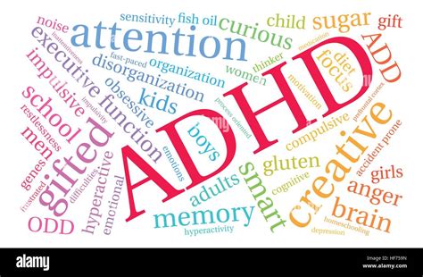 Adhd Multicolored Word Cloud Stock Vector Image And Art Alamy