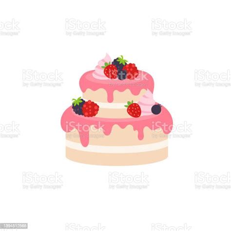 생일 축하 파티 생일 케이크 상자 과일 케이크 축하 파티 생일 양초 세트 고립 된 평면 벡터 그래픽 디자인 일러스트 레이 션 및 아이콘 요소 과일 케이크에 대한 스톡 벡터