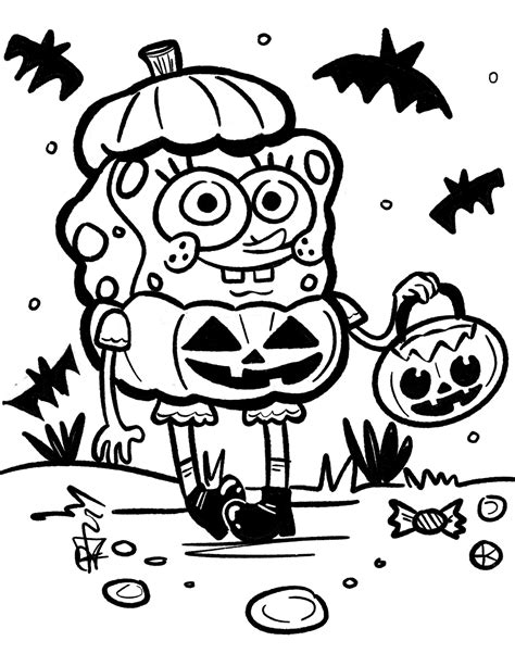 Spongebob Halloween Coloring Pages