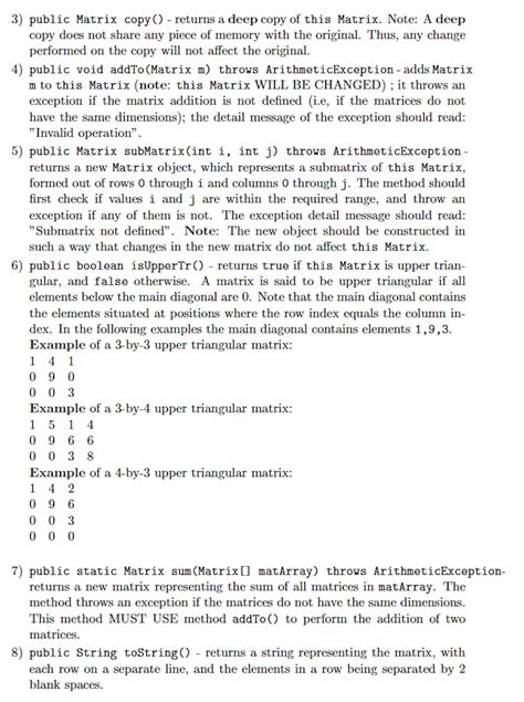 Description Write Two Java Classes Matrix Which
