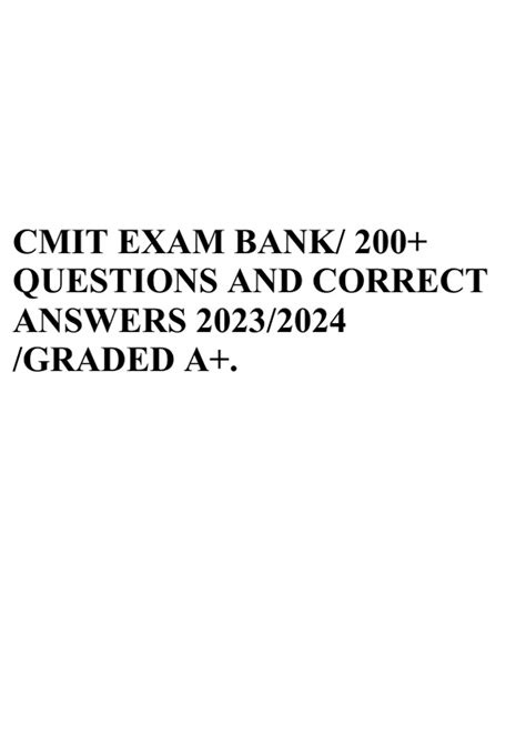 Cmit Exam Bank 200 Questions And Correct Answers 2023 2024 Graded A Cmit Stuvia Us