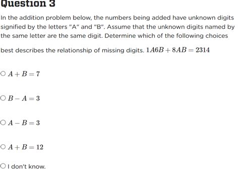 Solved In The Addition Problem Below The Numbers Being Chegg Com