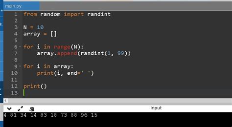 Заполнение массива случайными числами Задачи на Python