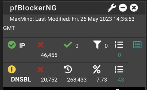 dnsbl showing yellow icon after updating to pfsense r pfblockerng