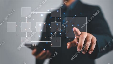 businessman show diagram algorithm flow organigram and hierarchy
