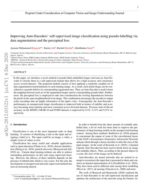 Pdf Improving Auto Encoders Self Supervised Image Classification Using Pseudo Labelling Via