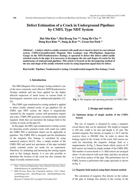 Pdf Defect Estimation Of A Crack In Underground Pipelines By Cmfl Type Ndt System