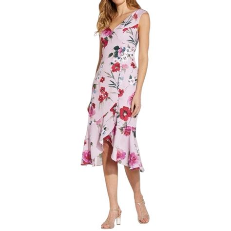 Adrianna Papell Dresses Adrianna Papell Floral Print Flounce Midi