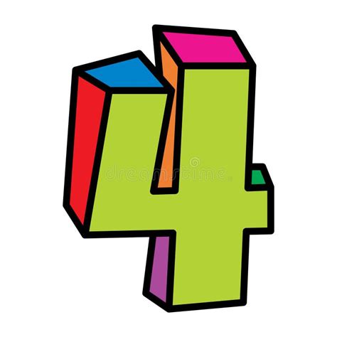 Four Or Number 4 Vector Logo Colorful Playful Design Illustration Stock