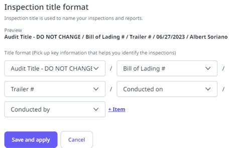 Customise Inspection Pdf Report Filename Format Naming Convention