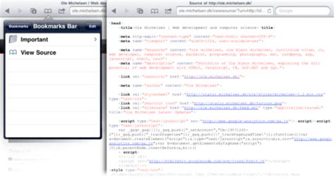 comment voir le code source d une page web depuis safari mobile iphone