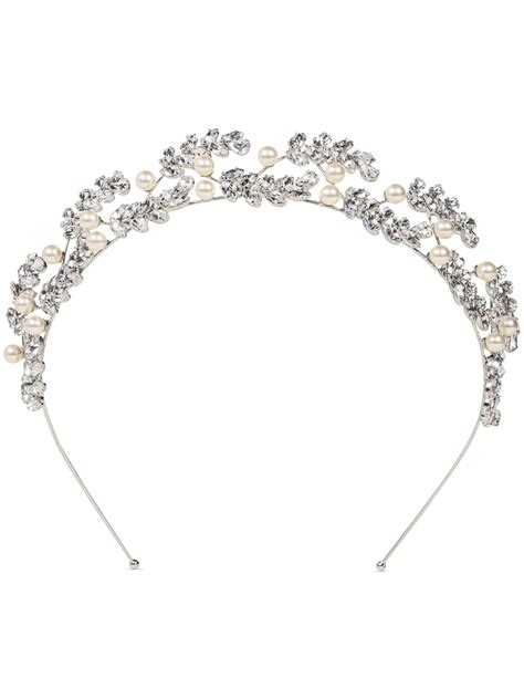 Jennifer Behr Delilah Crystal Embellished Headband Silver Farfetch