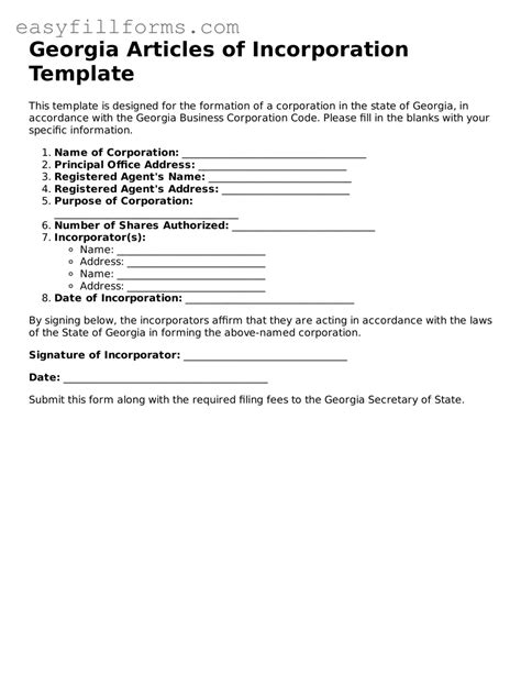 Download Georgia Articles Of Incorporation Template • Easy Fill Forms