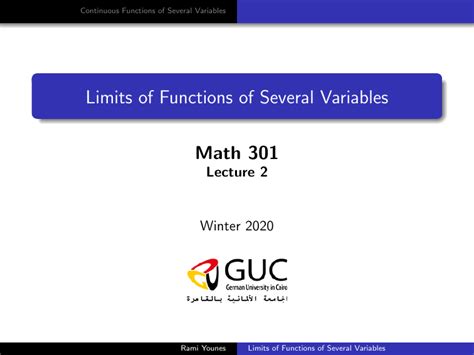 Limits And Continuity Of Multivariable Functions
