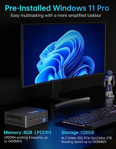 AWOW Mini PC Intel J GB LPDDR GB M SSD Mini Desktop Computer Windows Pro Support