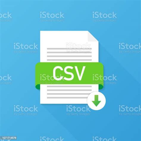 다운로드 Csv 버튼 다운로드 문서 개념입니다 파일을 Csv 레이블 및 화살표 표지판 벡터 일러스트입니다 개념에 대한 스톡 벡터