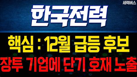 한국전력 주가 전망 장기투자 종목에 단기 호재가 있을때 전략을 잘 갖춰두는게 좋습니다 장기투자 산타랠리 전기세인상 Youtube