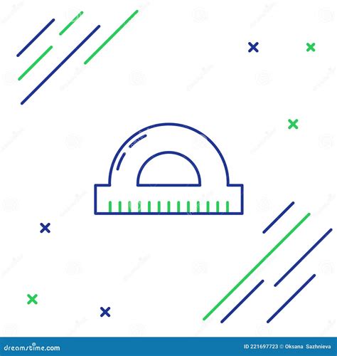 Line Protractor Grid For Measuring Degrees Icon Isolated On White