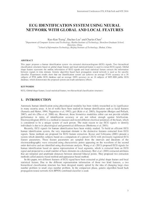 Pdf Ecg Identification System Using Neural Network With · Ecg