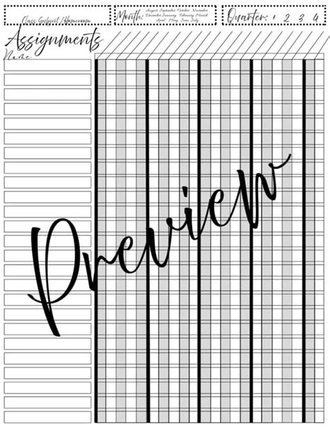 Assignment Grade Sheet By Mrs Kristins Classroom Tpt