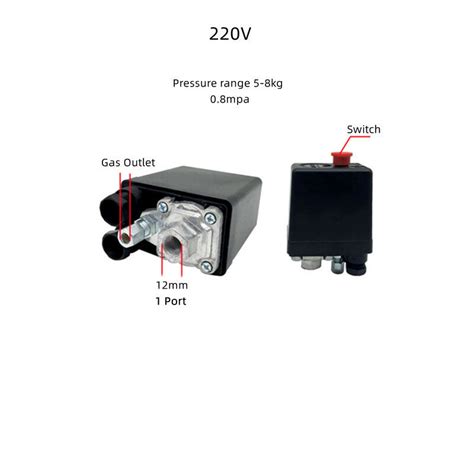 220v 공기 펌프 공기 압축기 압력 스위치 1 포트4 포트 컨트롤러 자동 공기 압력 스위치 어셈블리 도구 부품
