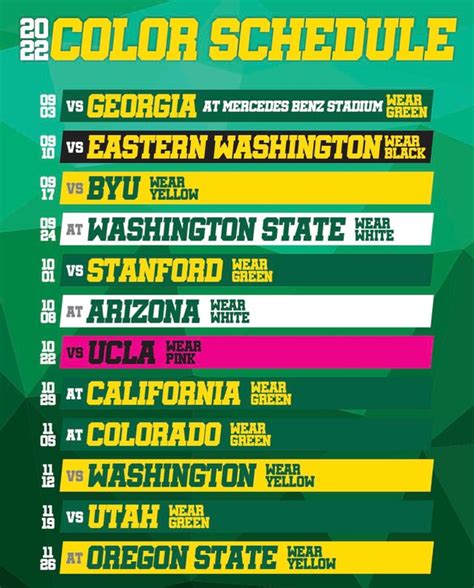 Ducks Color Schedule