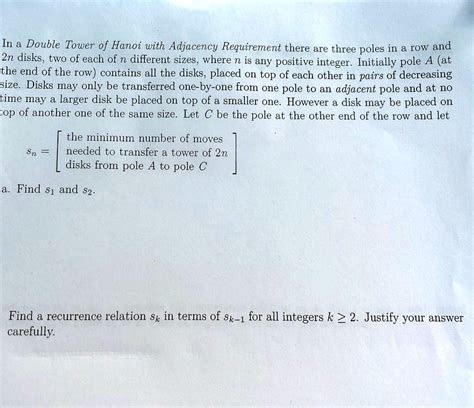 Solved In Double Tower Of Hanoi With Adjacency Requirement There Are