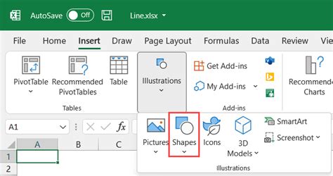 How To Insert Draw A Line In Excel Straight Line Arrows Connectors