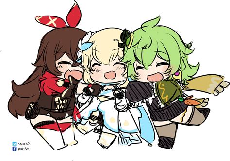 Lumine Amber And Collei Genshin Impact Drawn By Sesield Danbooru