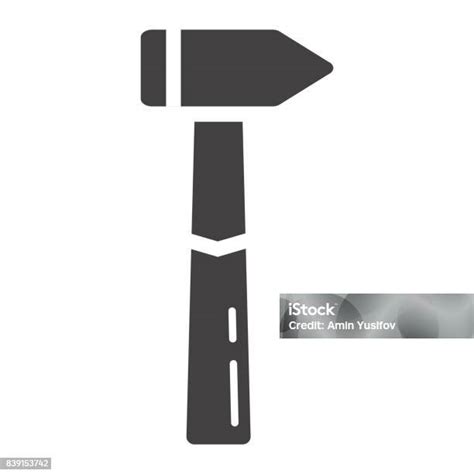 망치 모양 아이콘 빌드 및 수리 도구 기호 벡터 그래픽 흰색 배경 Eps 10 솔리드 패턴 가득 찬에 대한 스톡 벡터 아트 및 기타 이미지 Istock
