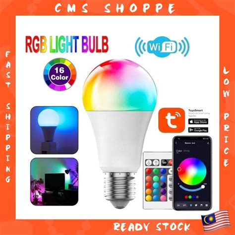 หลอดไฟ Rgb Wifi Smart Rgb Cct E27 12w Led หลอดไฟหรี่แสงได้ รีโมตคอนโทรลไร้สาย Mentol Lampu Rgb
