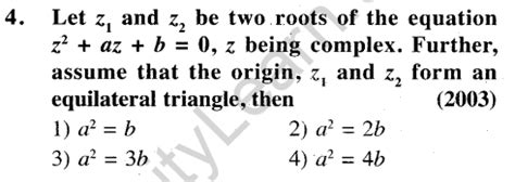 Complex Numbers Previous Year Papers Questions With Solutions