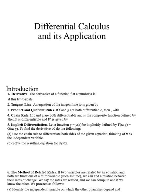 Differential Calculus Pdf Derivative Function Mathematics