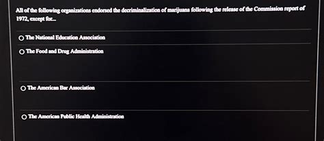 Solved Allof The Following Organizations Endorsed The