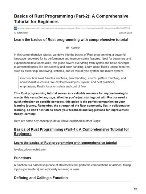 Basics Of Rust Programming Part 2 A Comprehensive Tutorial For