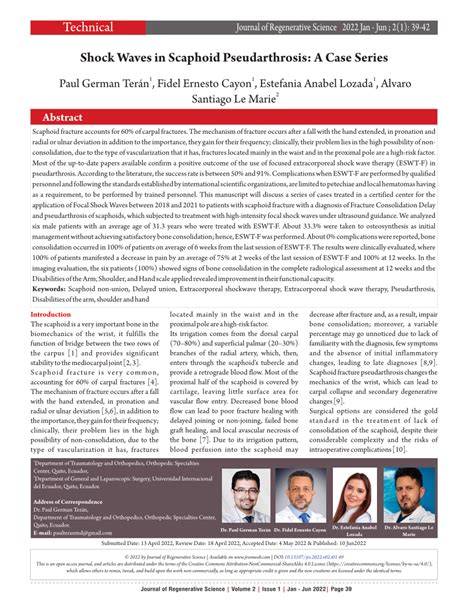 Pdf Shock Waves In Scaphoid Pseudarthrosis A Case Series