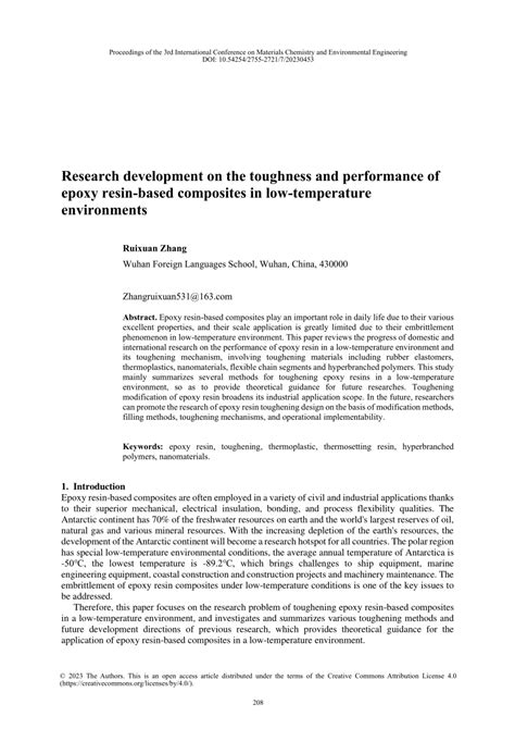 Pdf Research Development On The Toughness And Performance Of Epoxy Resin Based Composites In